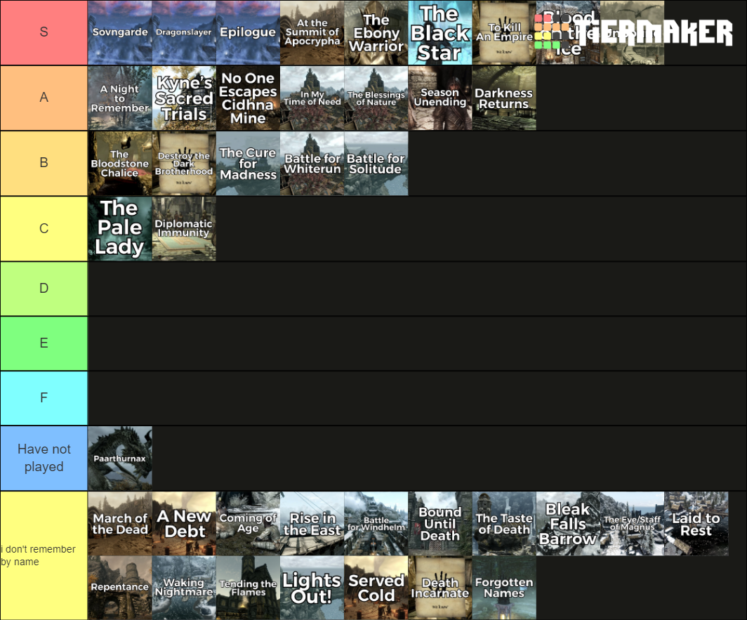 Skyrim Quests Tier List (Community Rankings) - TierMaker