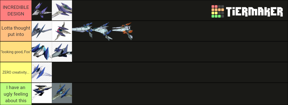 Star Fox Arwing Designs Tier List (Community Rankings) - TierMaker