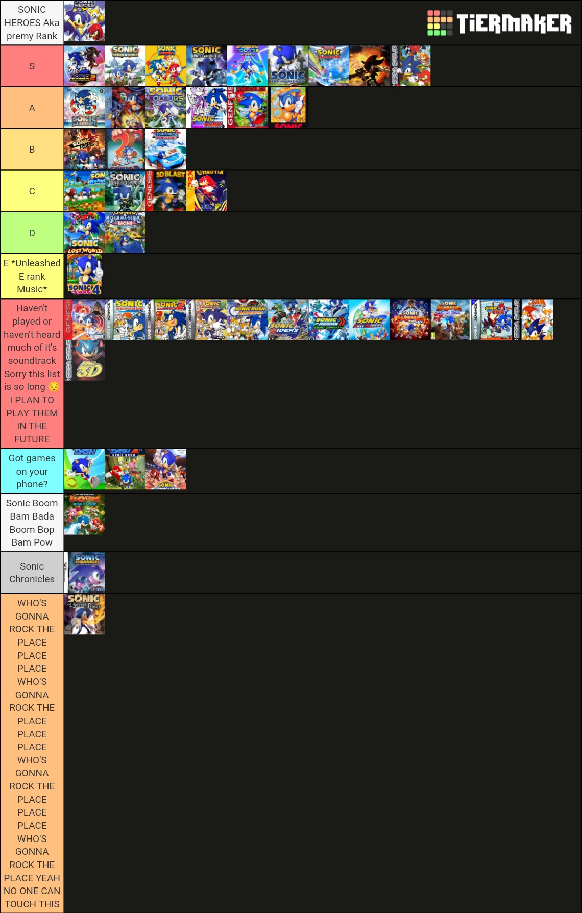 Sonic Games Tierlist (2021) Tier List (Community Rankings) - TierMaker