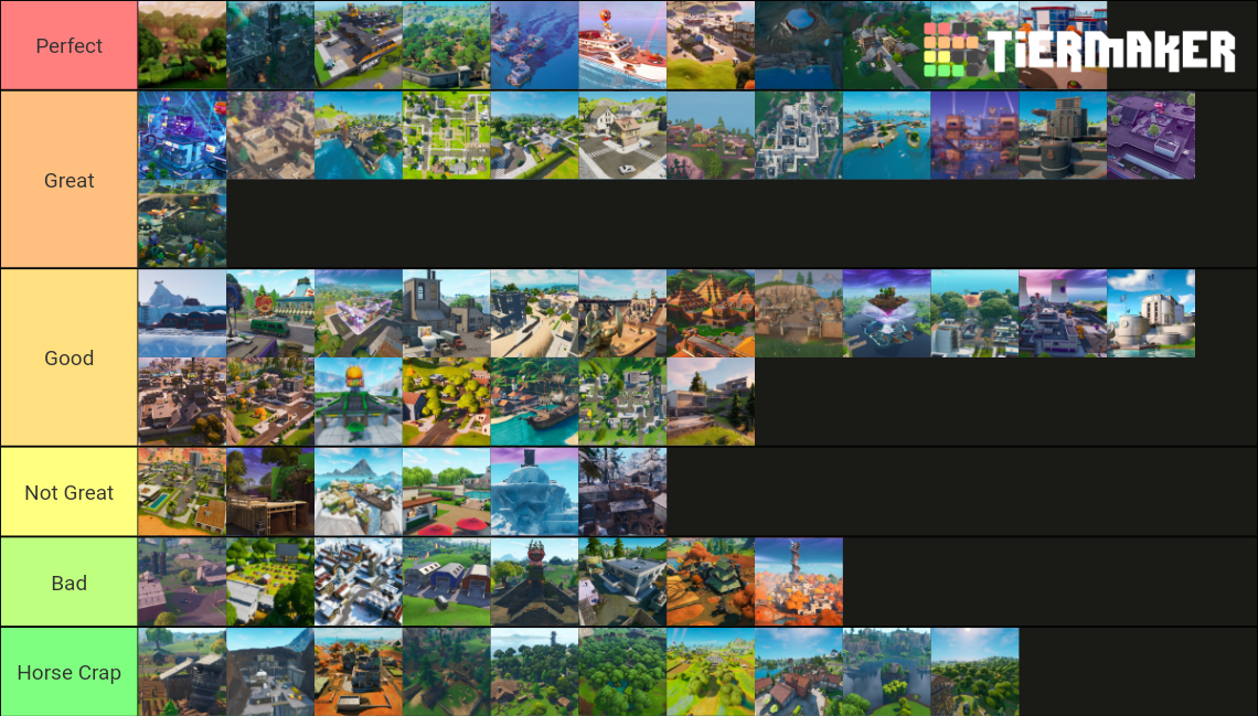 Every Fortnite Location Ever Ch1 S1- Ch2 S7 Tier List (Community ...