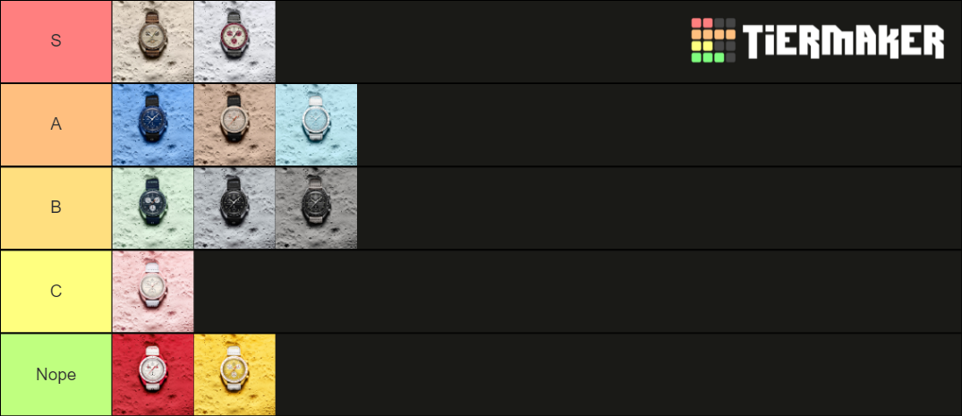 Omega x Swatch - Missions (Personal opinion on colors) Tier List ...