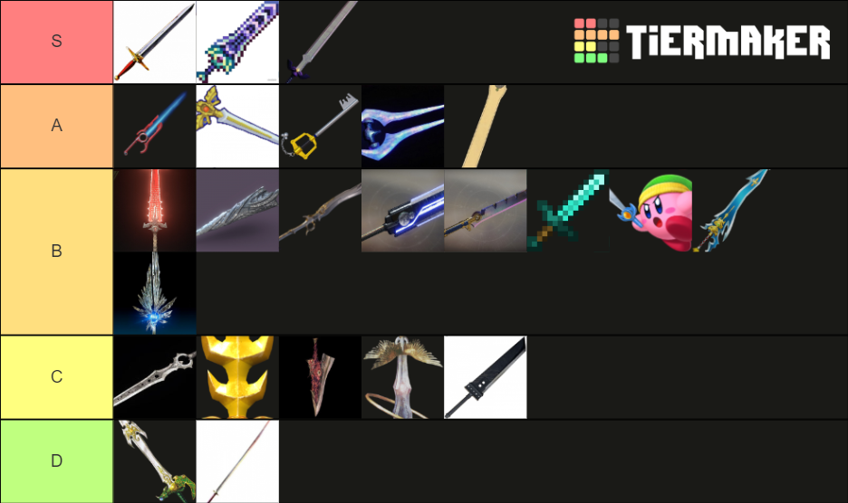 Video Game sword v1.0 Tier List (Community Rankings) - TierMaker