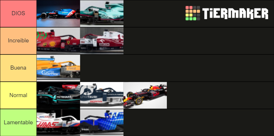 Formula 1 2021 liveries Tier List (Community Rankings) - TierMaker