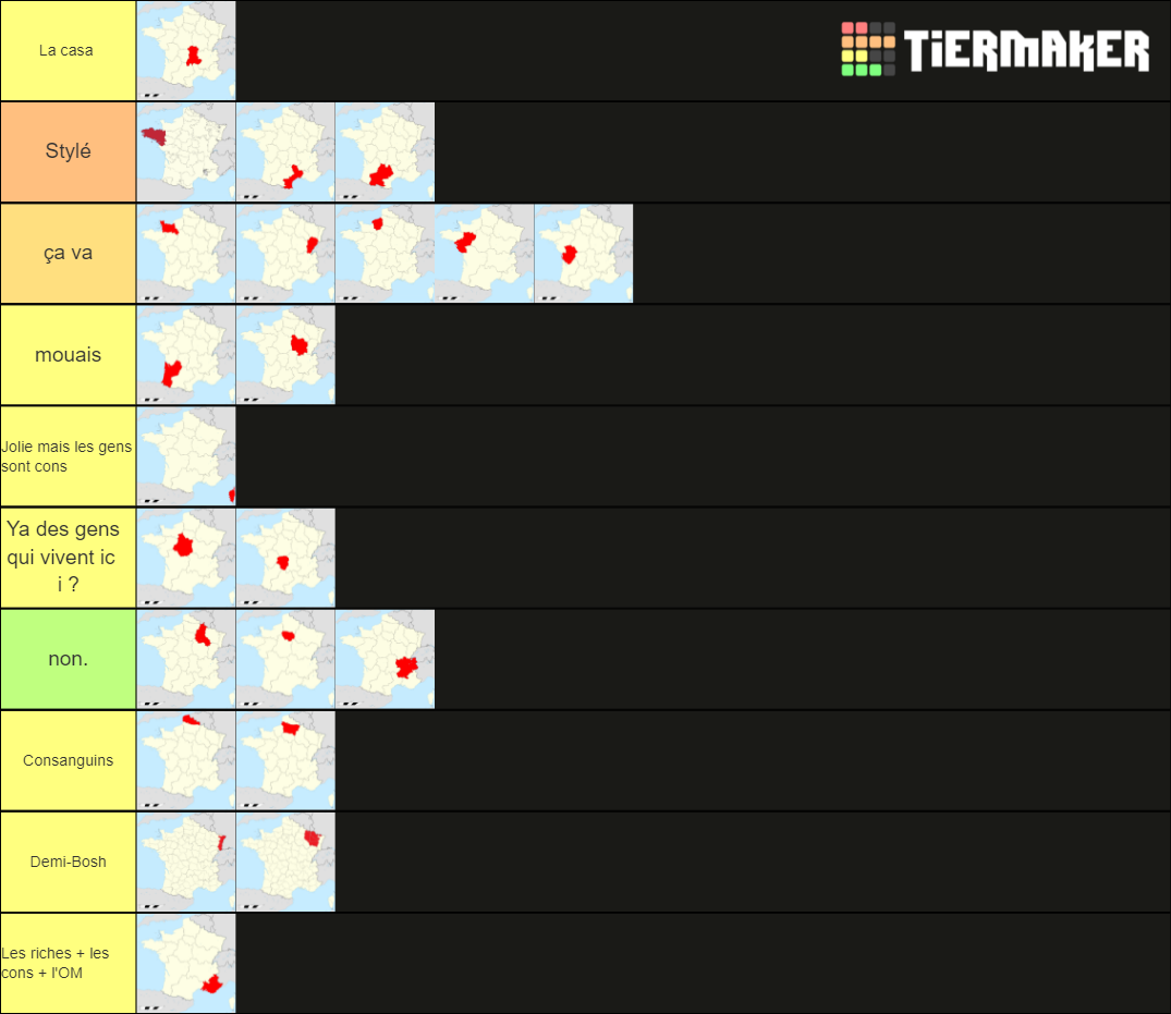 des régions de France Tier List (Community Rankings) - TierMaker