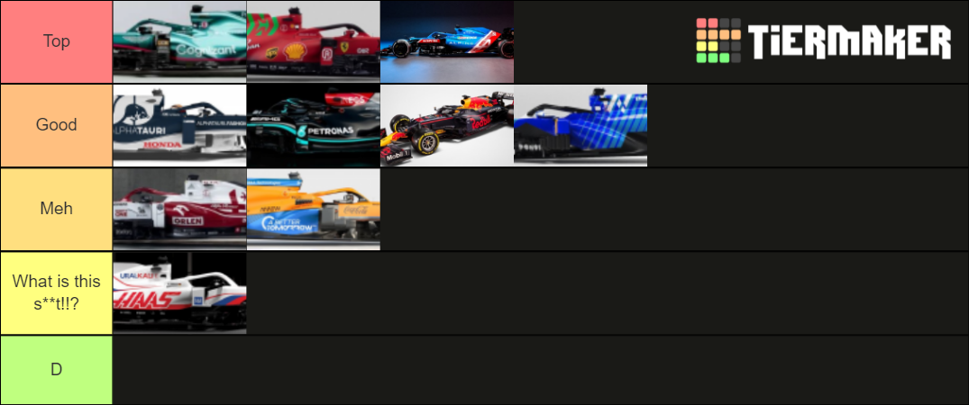 Formula 1 2021 liveries Tier List (Community Rankings) - TierMaker