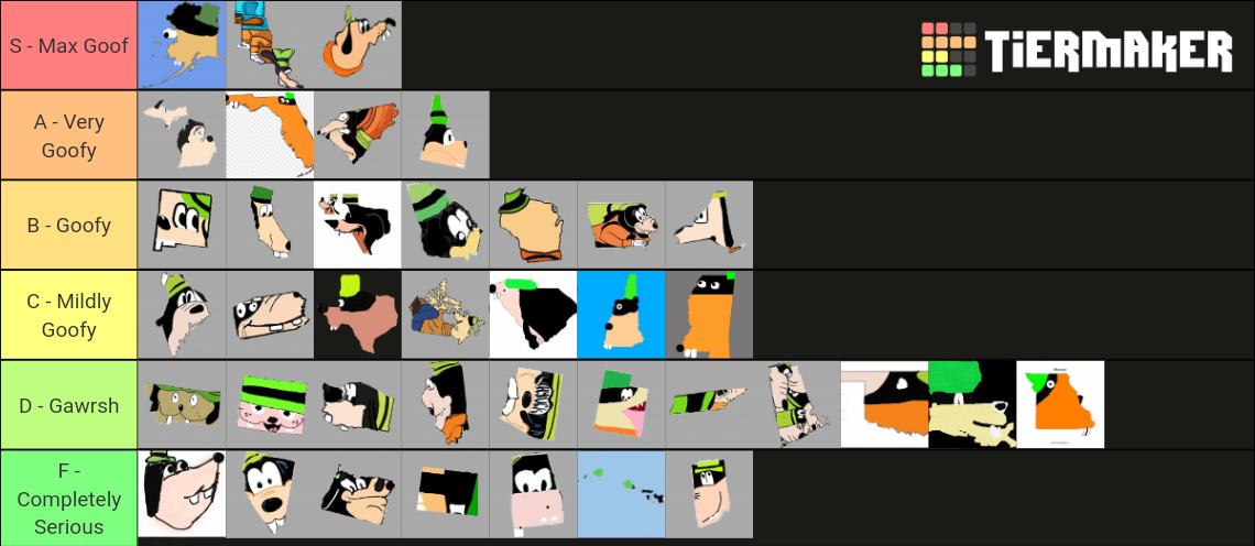 Goofy as US States Tier List (Community Rankings) - TierMaker