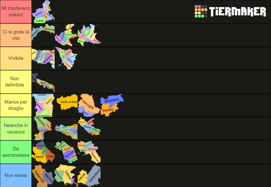 ITALIAN REGIONS Tier List (Community Rankings) - TierMaker