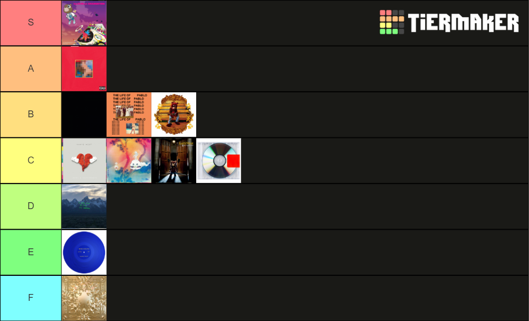 Kanye West Discography Ranking Tier List (Community Rankings) - TierMaker