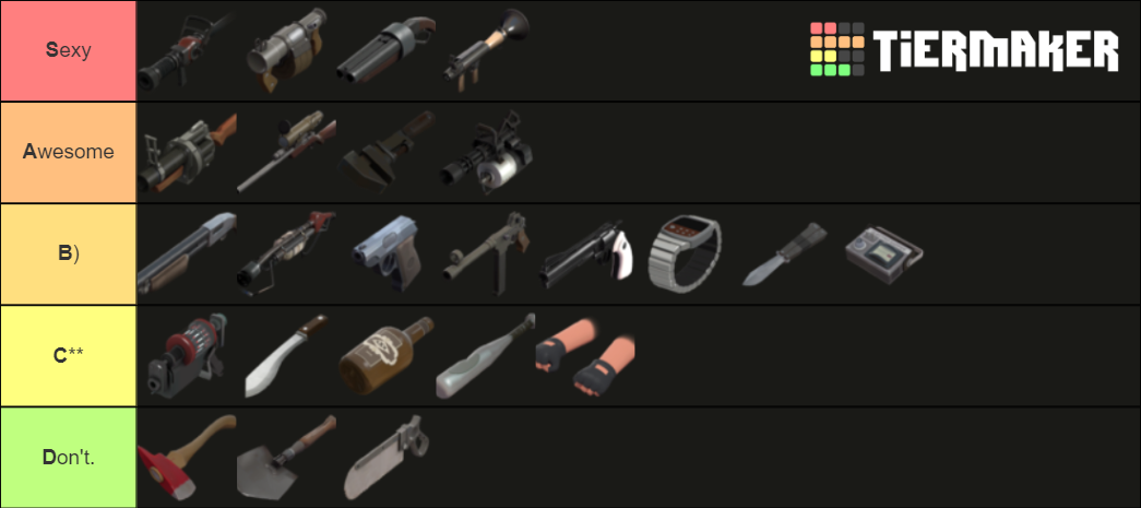 TF2 Stock Weapons Tier List (Community Rankings) - TierMaker
