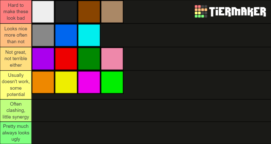 Color Combinations (15 colors) Tier List (Community Rankings) - TierMaker