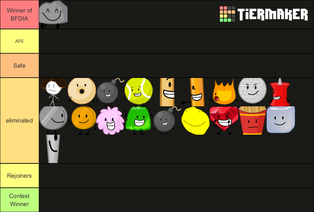 BFDI(A) voting Tier List (Community Rankings) - TierMaker