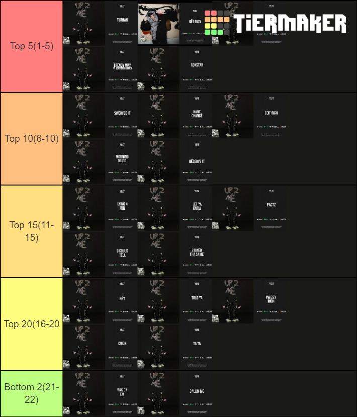 Yeat Up 2 Me Tracks Tier List (Community Rankings) - TierMaker
