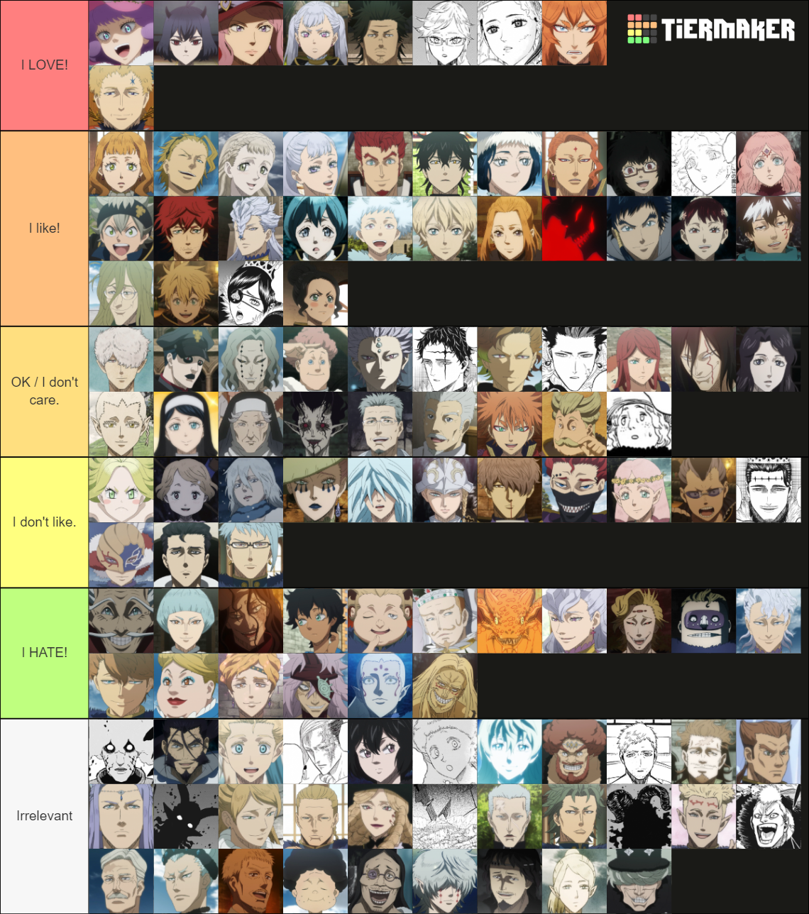 Black Clover TOP Characters Tier List (Community Rankings) - TierMaker