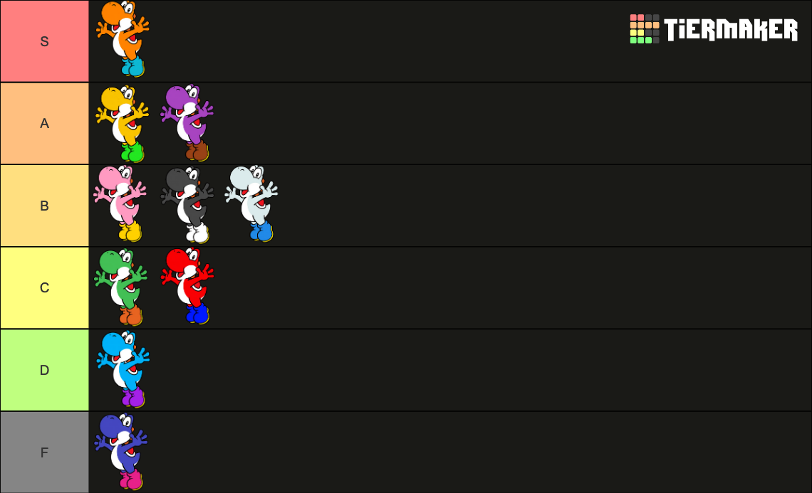Yoshi Colors w/ shoes Tier List (Community Rankings) - TierMaker