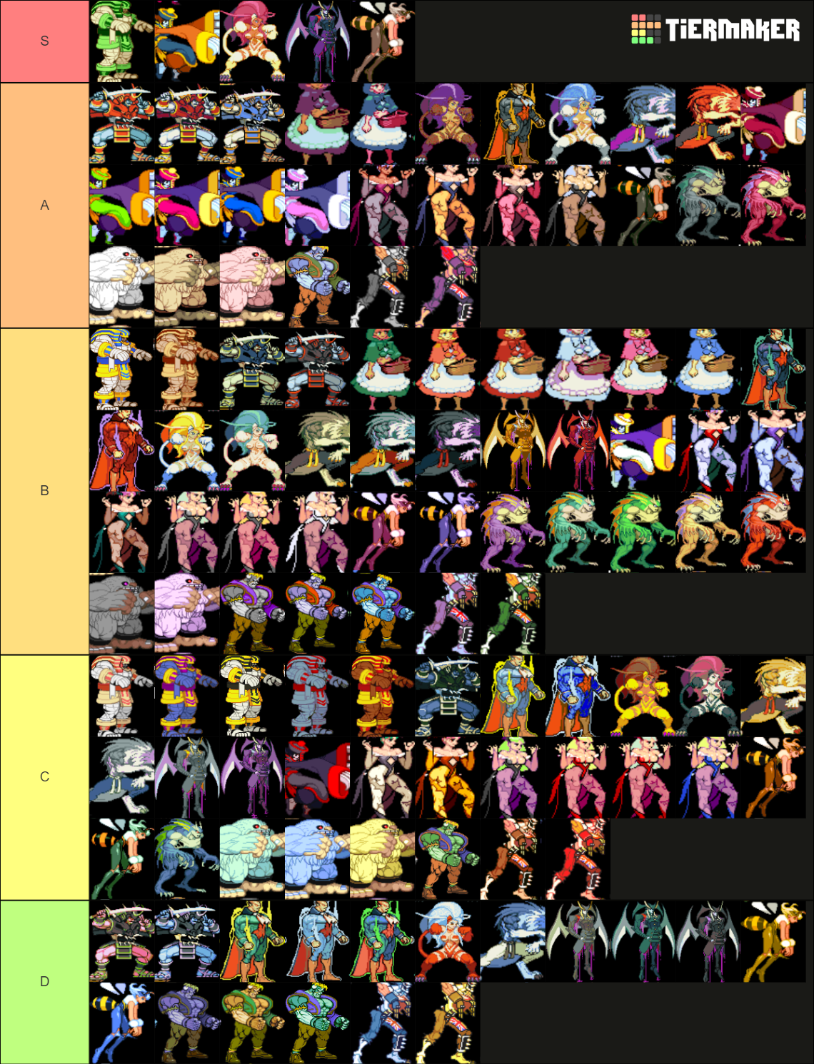 Vampire Savior Palette Tier List (Community Rankings) - TierMaker
