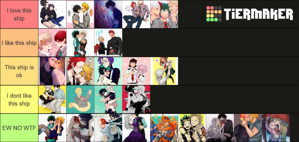 cursed mha ships Tier List (Community Rankings) - TierMaker