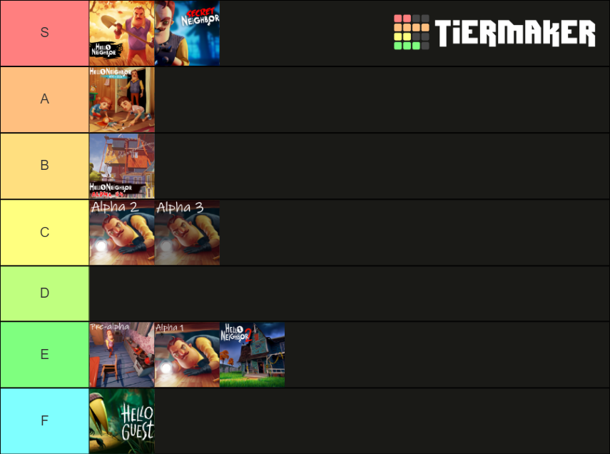 Hello Neighbor Games Tier List (Community Rankings) - TierMaker