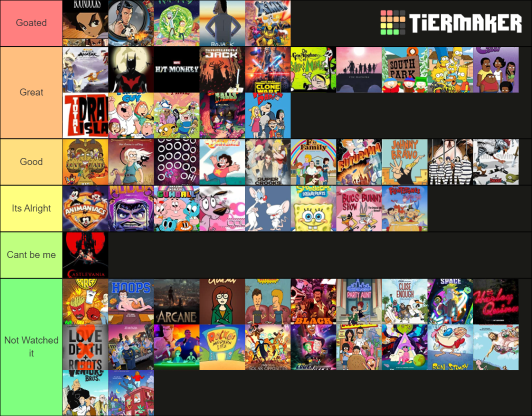 Adult Animated Series Tier List (Community Rankings) - TierMaker