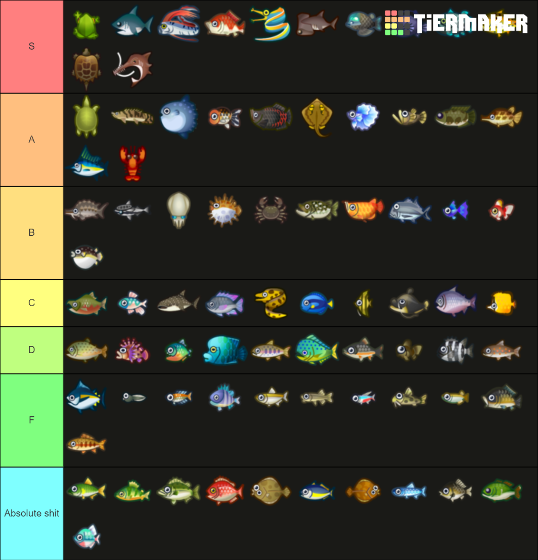 Animal Crossing Fish Tier List (Community Rankings) - TierMaker