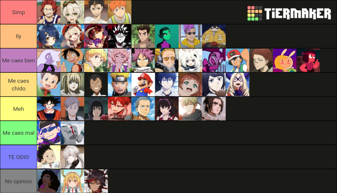 ESFP anime characters Tier List (Community Rankings) - TierMaker