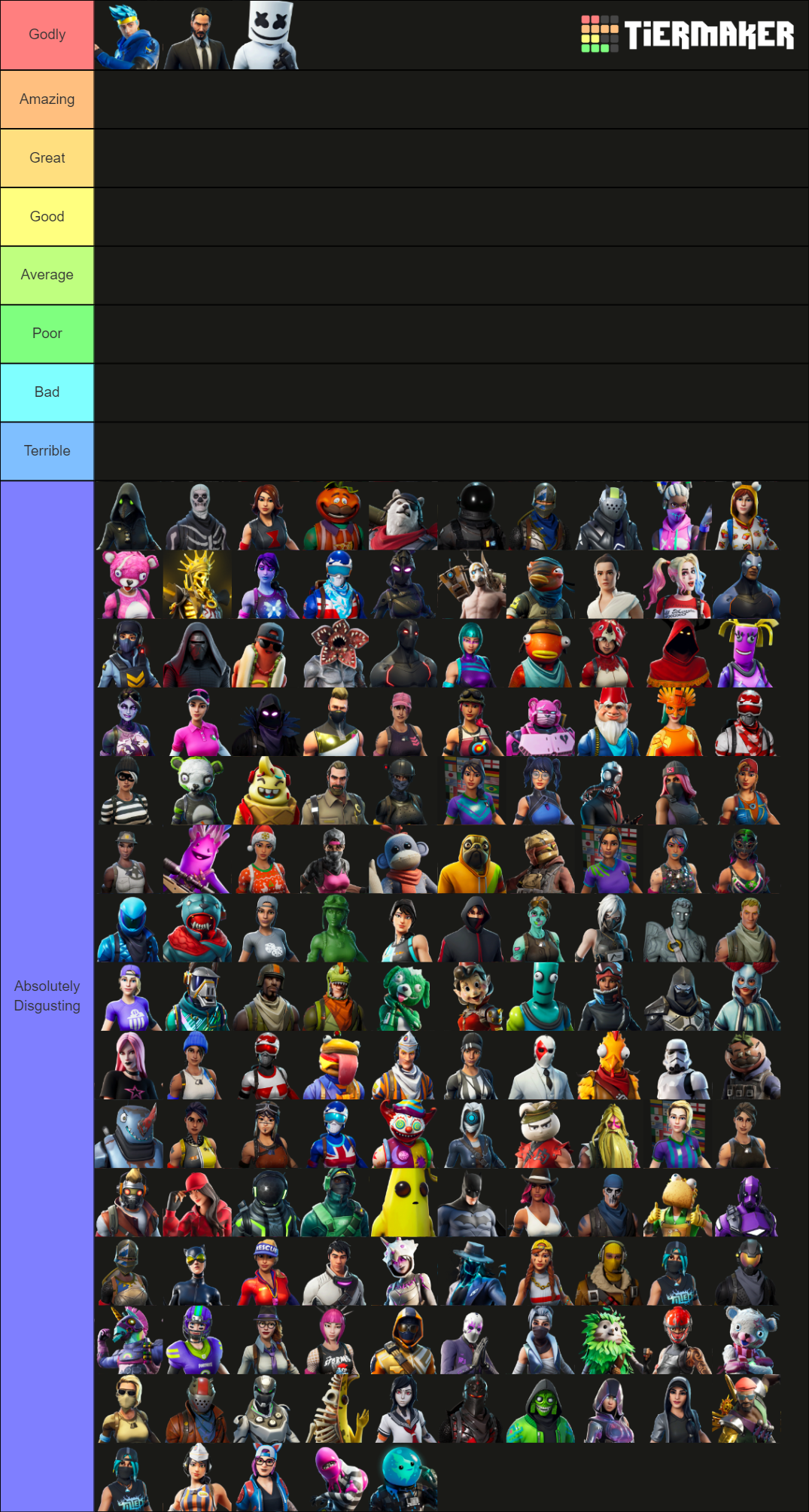 Fortnite's Relevant Skins 2020 Tier List (Community Rankings) - TierMaker