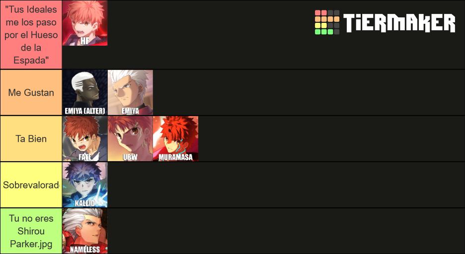 Shirou Emiya Tier List (Community Rankings) - TierMaker