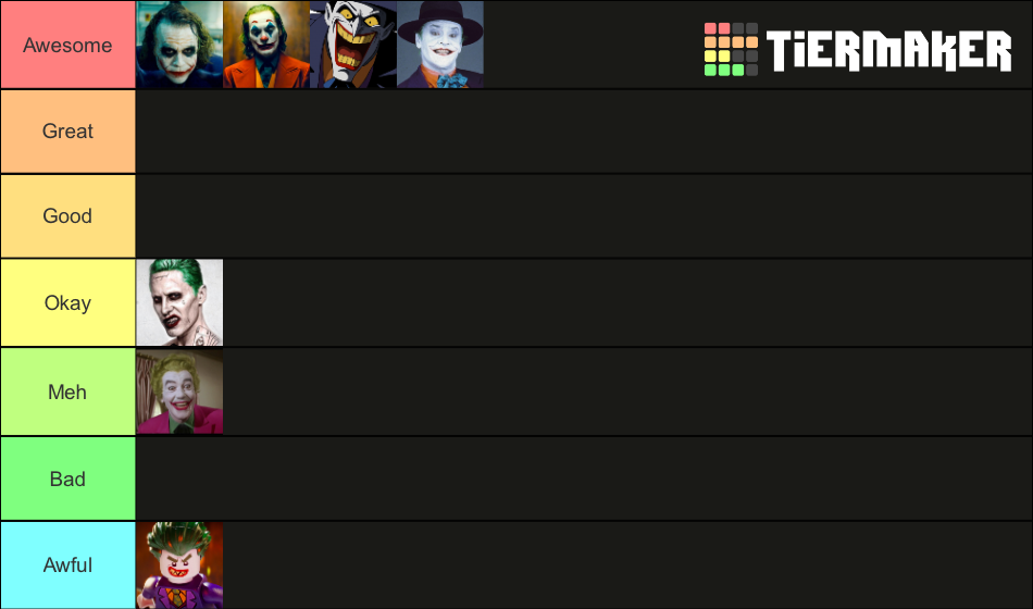 Joker Actors (Theatrical) Tier List (Community Rankings) - TierMaker