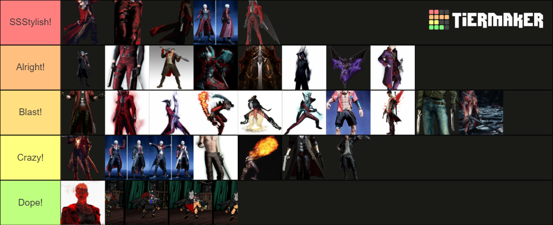 DMC Dante Designs Ranked Tier List (Community Rankings) - TierMaker