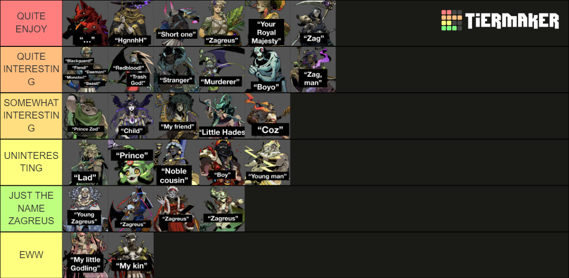 Hades Game Nicknames Tier List Community Rankings TierMaker Hades Game Nicknames Tier List Community Rankings TierMaker