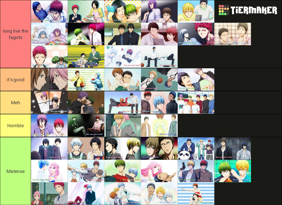 Kuroko no Basket/KNB Ships Tier List (Community Rankings) - TierMaker