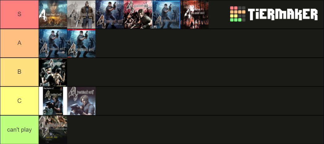 Resident Evil 4 Ports/Versions Tier List (Community Rankings) - TierMaker