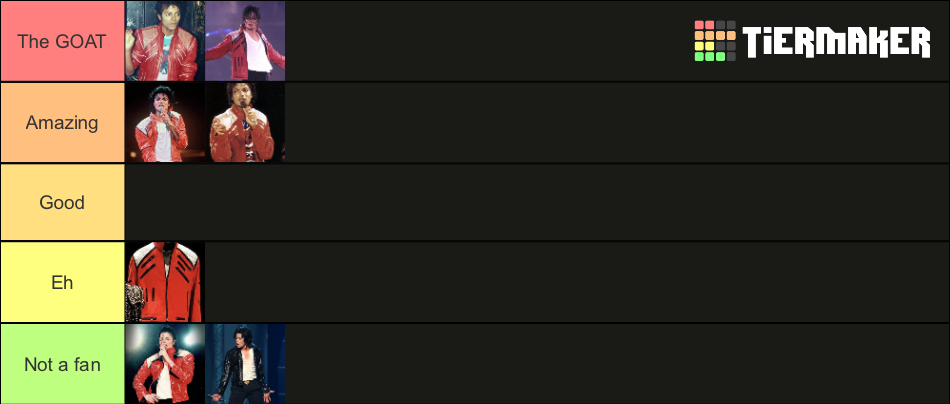 Michael Jackson on stage Beat It jackets Tier List (Community Rankings ...
