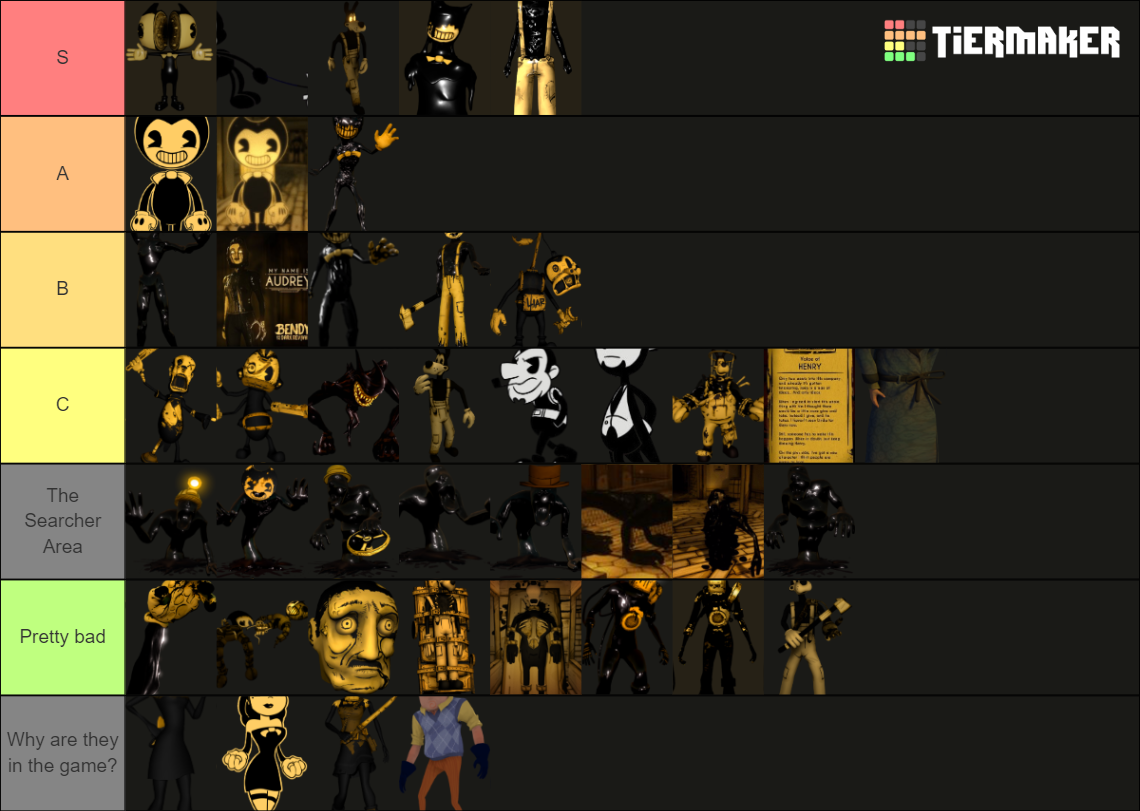Bendy Characters (Old and New) Tier List (Community Rankings) - TierMaker