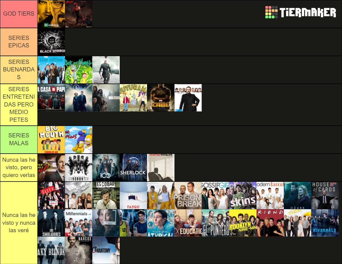 SERIES TIER LIST GOD Tier List (Community Rankings) - TierMaker