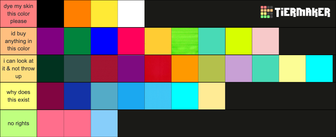 favorite color Tier List (Community Rankings) - TierMaker