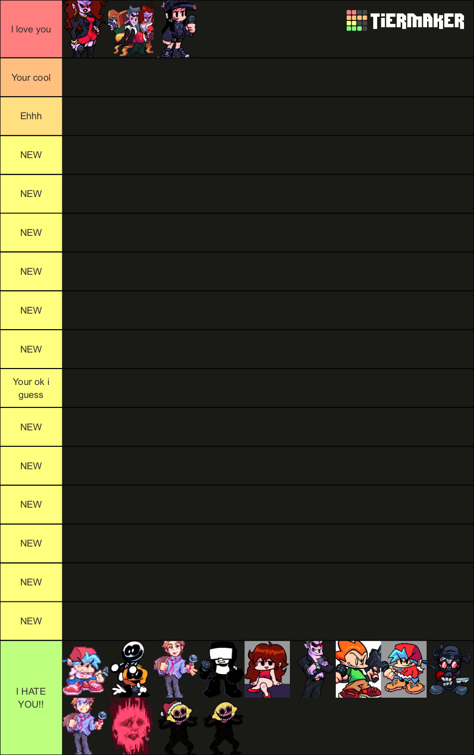 Friday Night Funkin' Characters Tier List (Community Rankings) - TierMaker