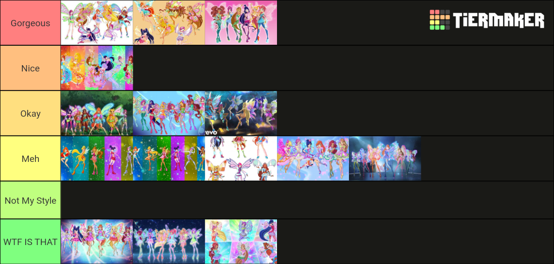 Winx Transformation Outfits Tier List (Community Rankings) - TierMaker