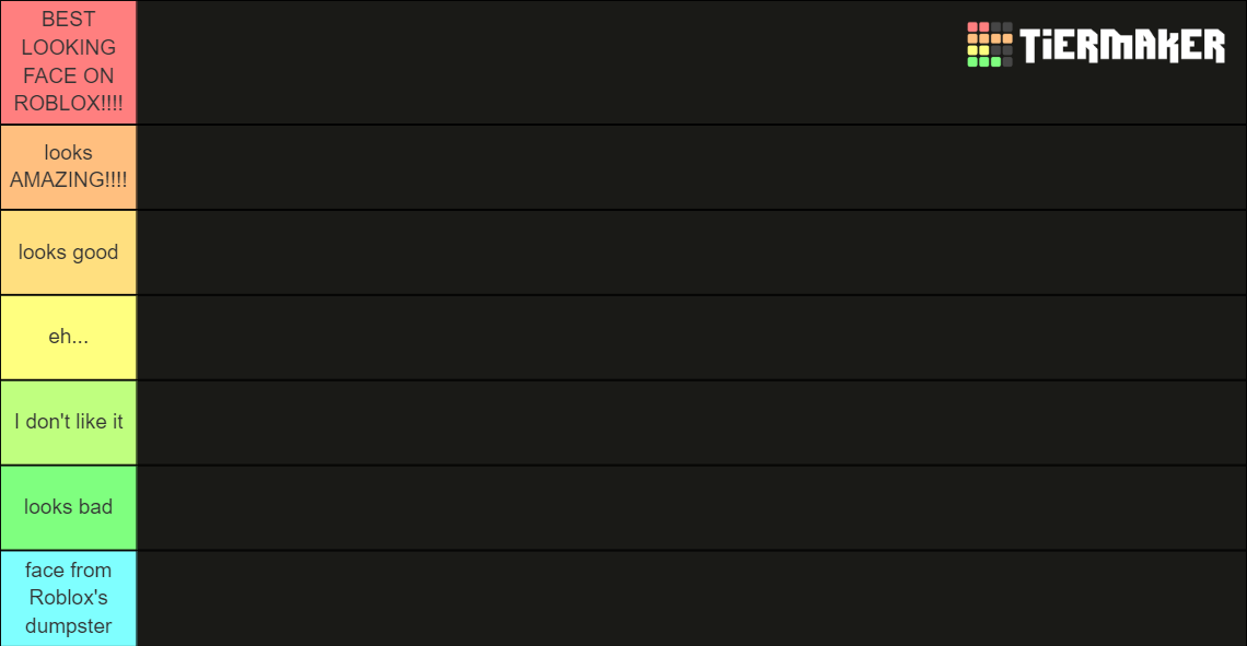 ROBLOX FACE TEIR LIST Tier List (Community Rankings) - TierMaker