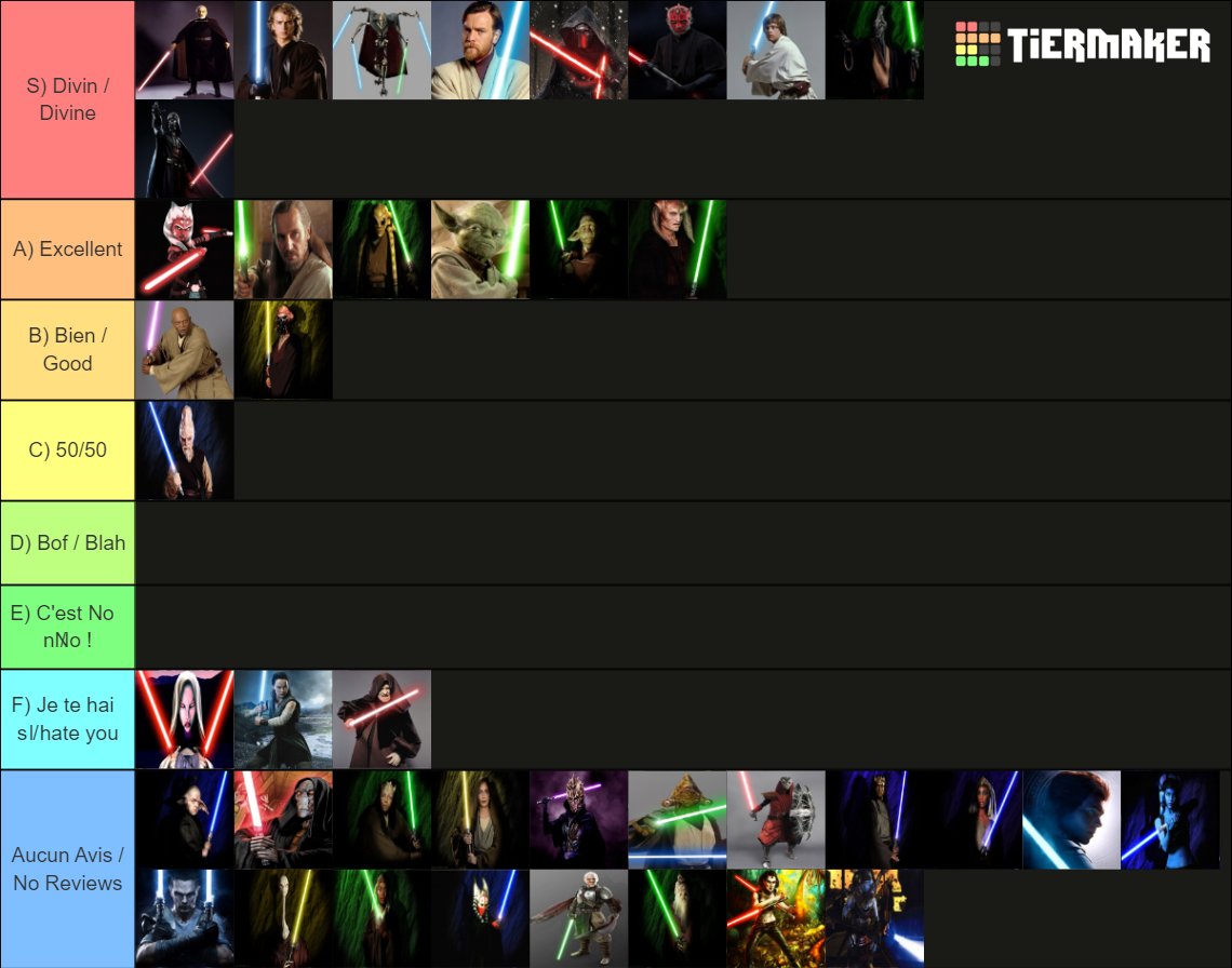 Star Wars Jedis & Siths (40 Characters) Tier List (Community Rankings ...