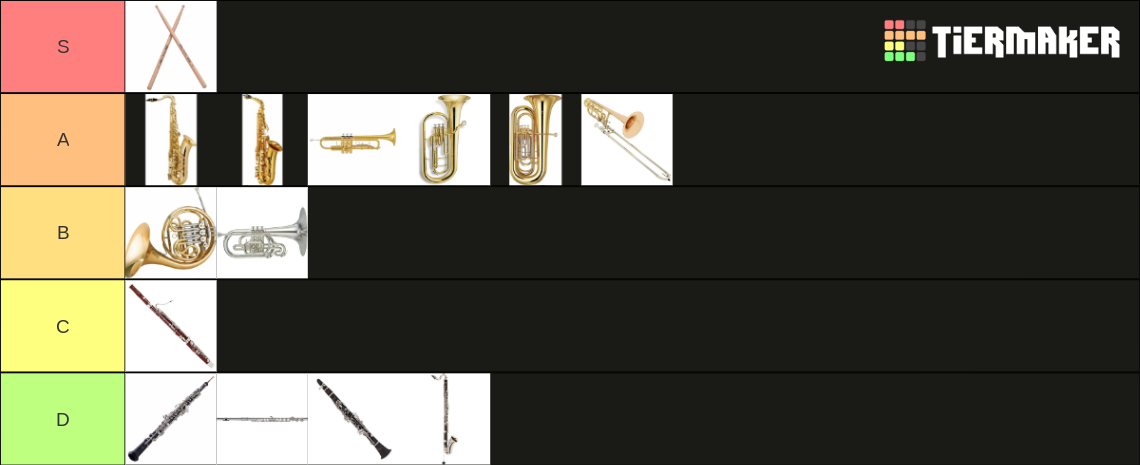 High School Band Instruments Tier List (Community Rankings) - TierMaker