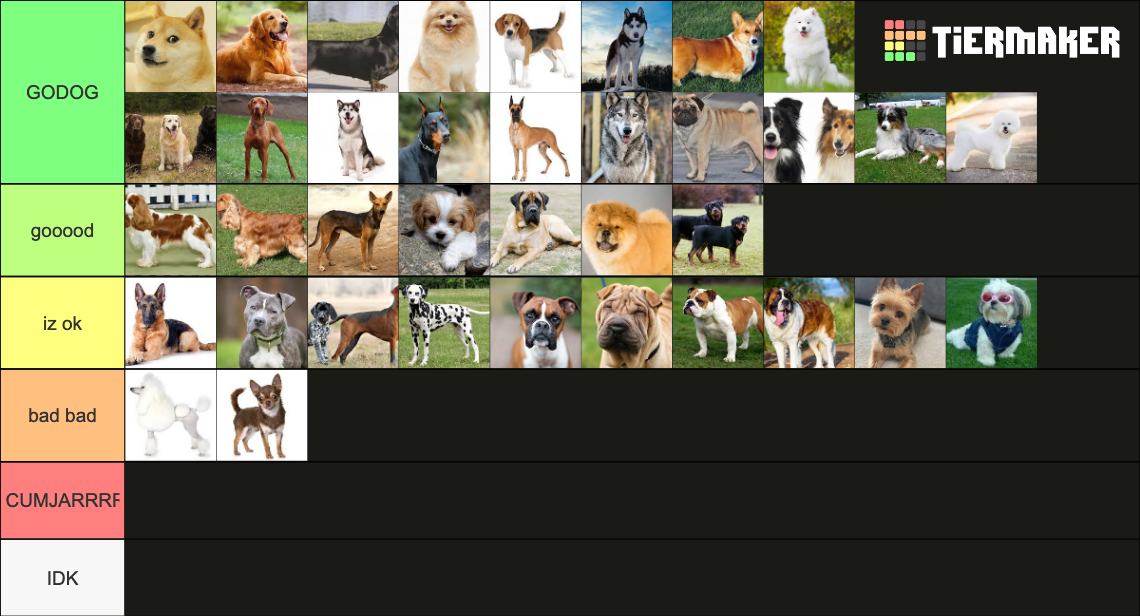 Dog breed Tier List (Community Rankings) - TierMaker