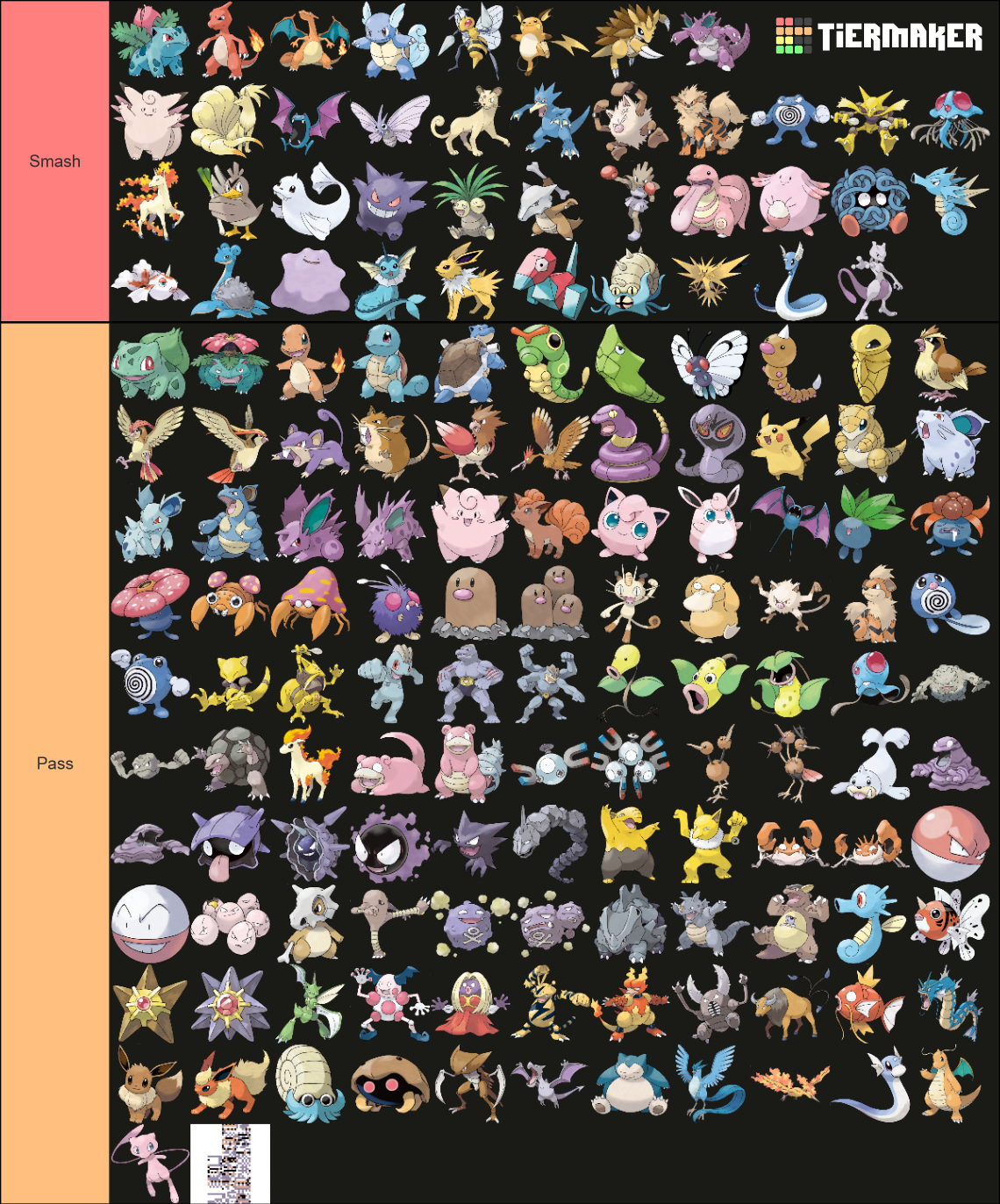 Gen I Smash or Pass? Tier List (Community Rankings) - TierMaker