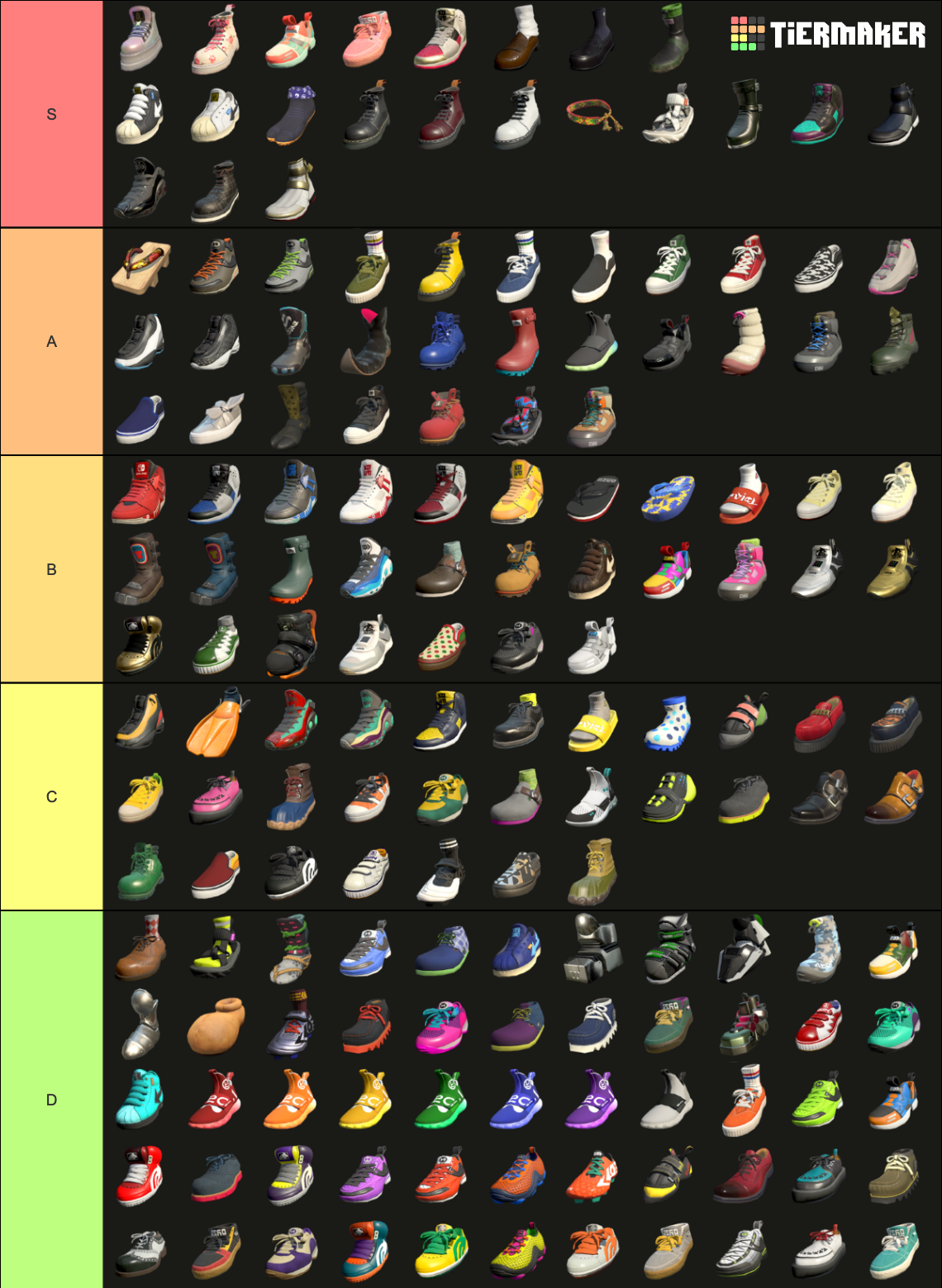 Splatoon 2 Shoes Tier List (Community Rankings) - TierMaker