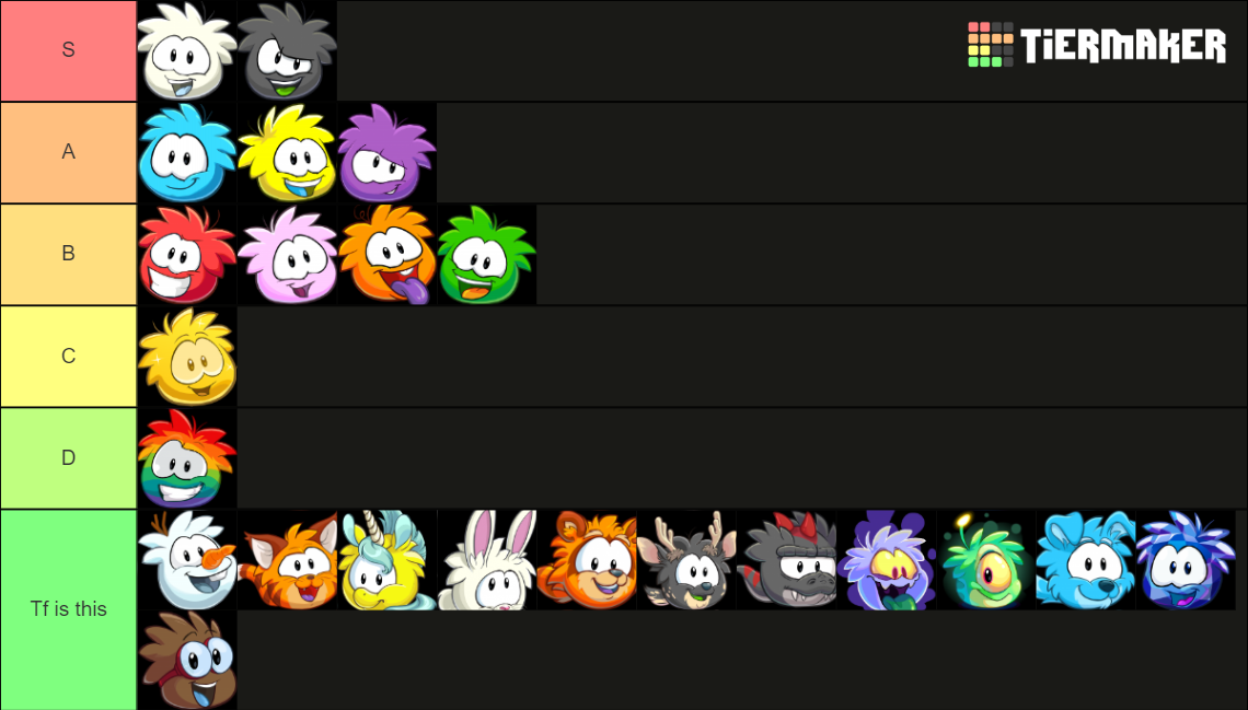 Club Penguin Puffles Tier List (Community Rankings) - TierMaker