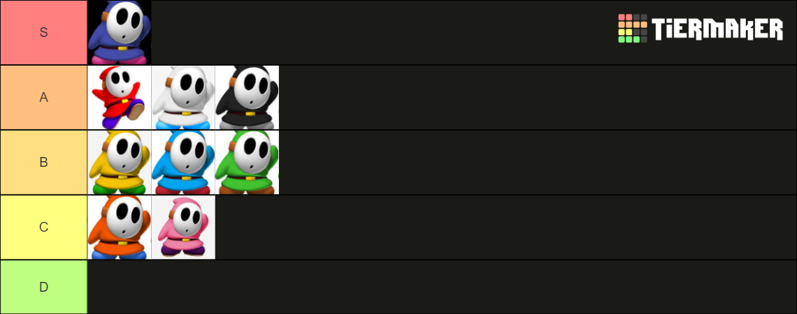 Shy Guy Colours Tier List (Community Rankings) - TierMaker