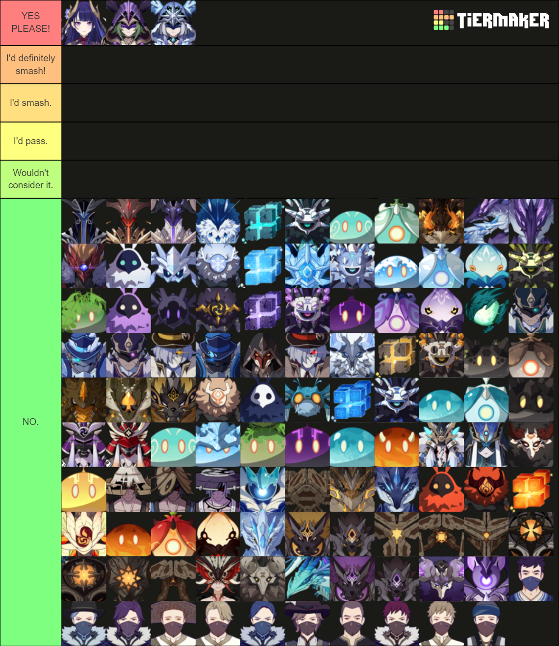 Genshin Impact Enemies Smash or Pass Tier List (Community Rankings ...