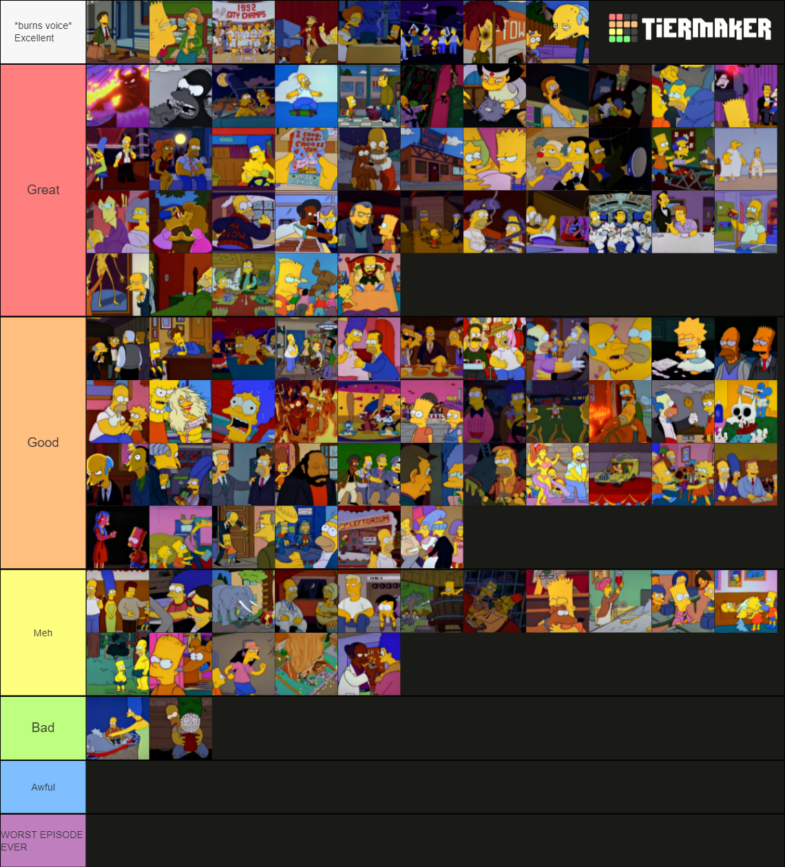 Simpsons Episodes - Season 1 - 5 Tier List (Community Rankings) - TierMaker