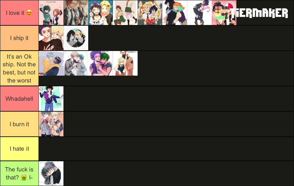 Mha ships Tier List (Community Rankings) - TierMaker