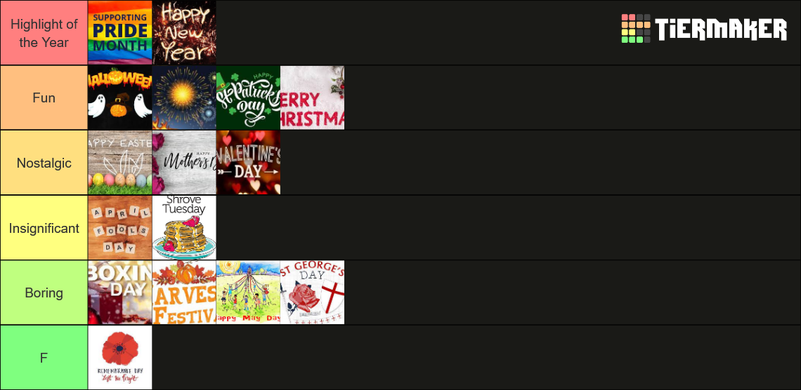 Public Holidays UK Tier List (Community Rankings) - TierMaker