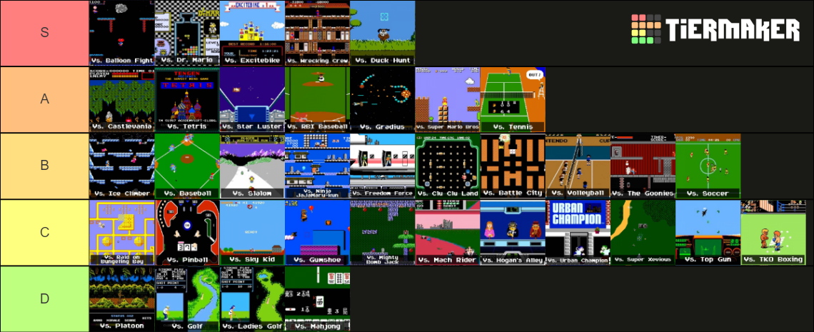 Nintendo Vs. System Games Tier List (Community Rankings) - TierMaker
